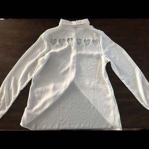 Tops | Button Down With Heart Cutouts Along Back Shoulder | Poshmark